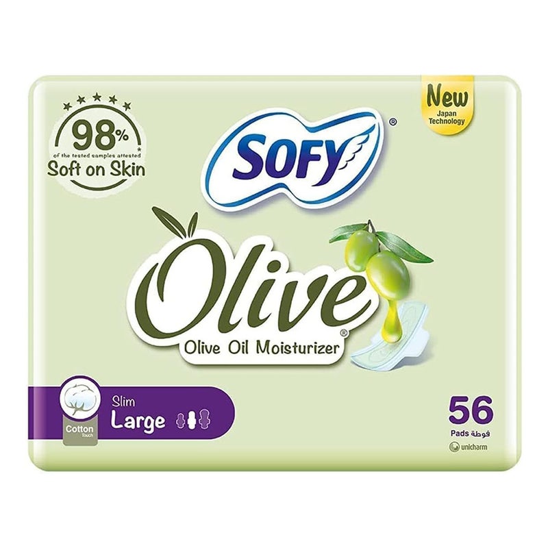 Sofy Olive Slim Cotton Touch Sanitary Pads With Wings, Large - 29cm, Pack of 56's Online ...