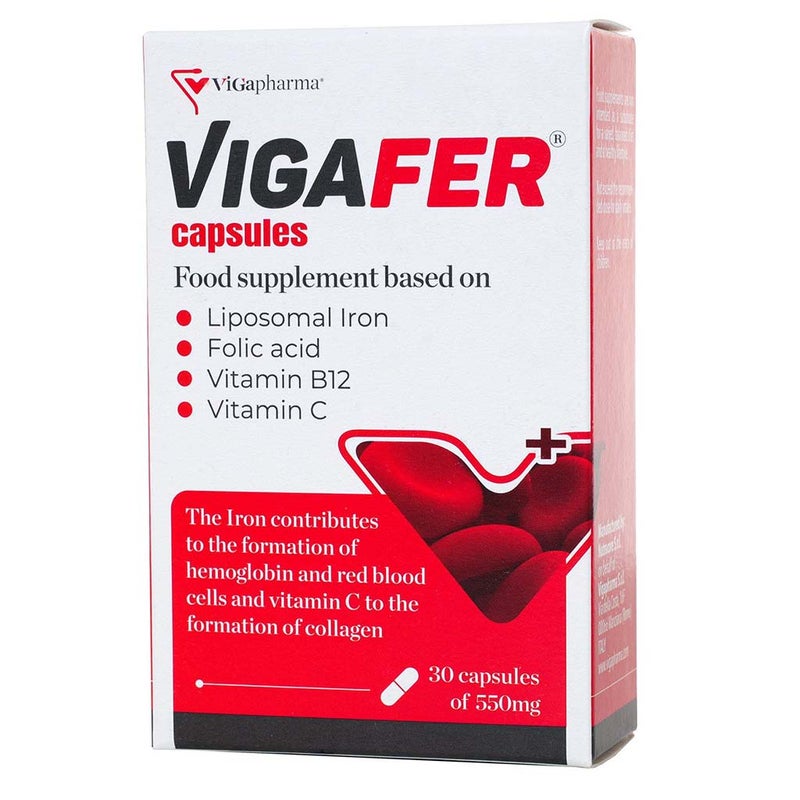 Vigafer Capsules With Iron, Folic Acid & Vitamin B12, Pack of 30's ...